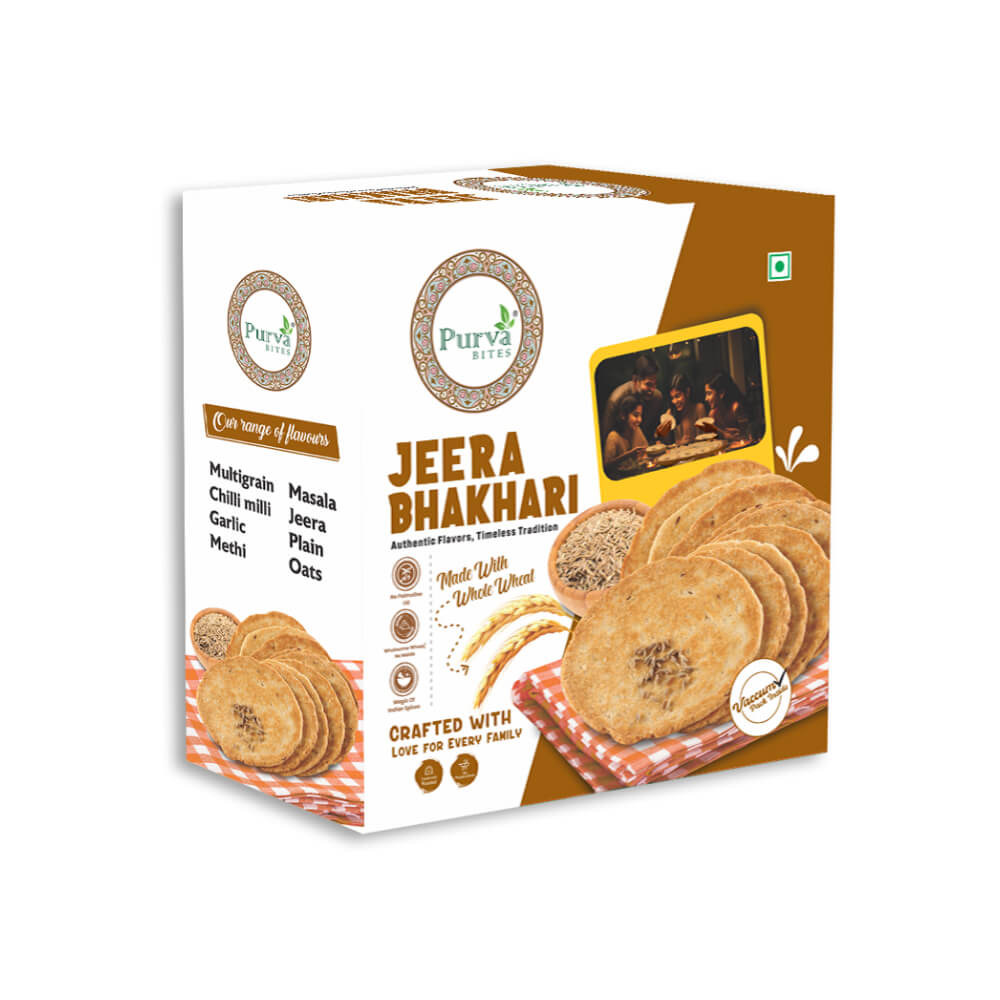 Roasted Jeera Bhakhri (180g) - Cumin Infused Crispy Snack – Purva Bites