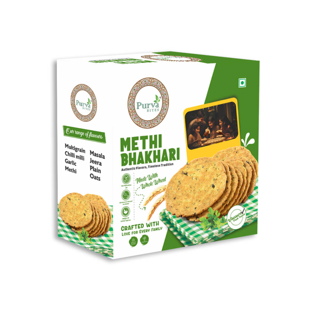 Roasted Methi Bhakhri (180g Pack) - Fenugreek Flavored Snack – Purva Bites