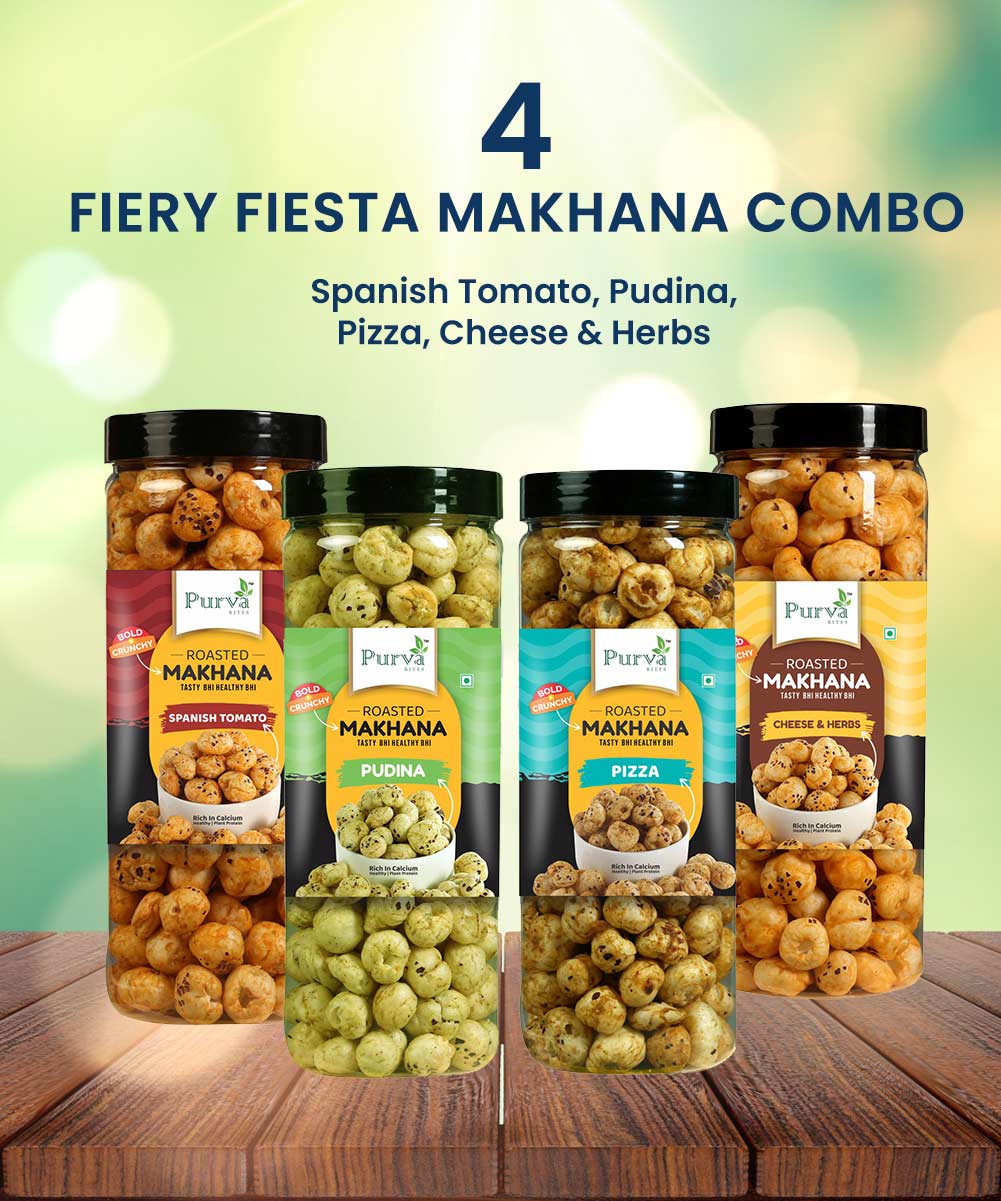 Fiery Fiesta Makhana | Exciting 4 Makhana Flavor Combo – Purva Bites
