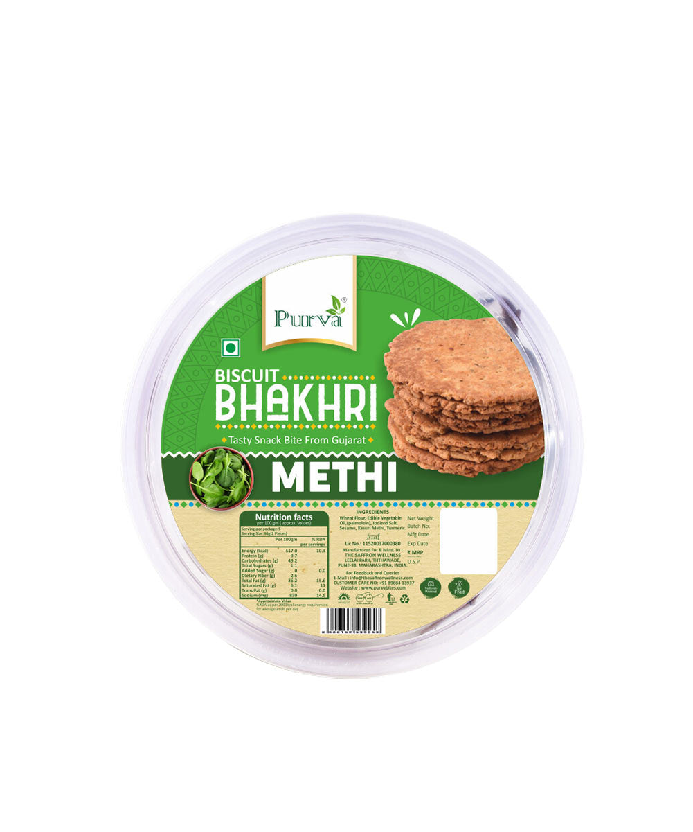 Roasted Methi Bhakhri (180g Pack) - Fenugreek Flavored Snack