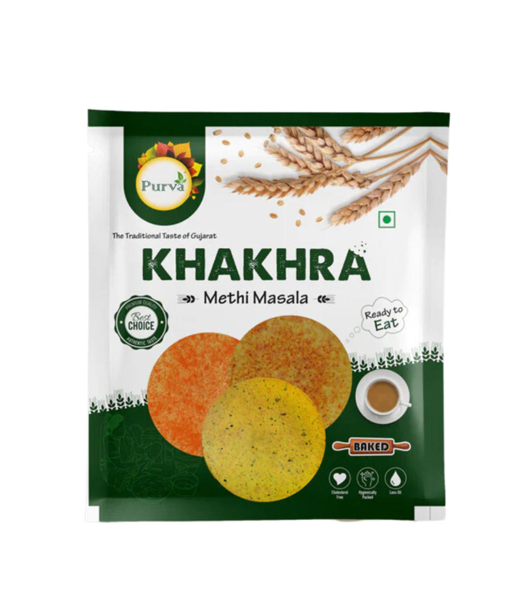 Buy Methi Masala Khakhra Online (200g) - Best Crunchy Snack – Purva Bites